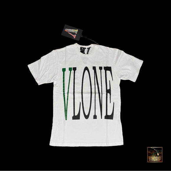 VLONE | Shirts | Vlone Green Staple Tee White Authentic With Certilogo ...